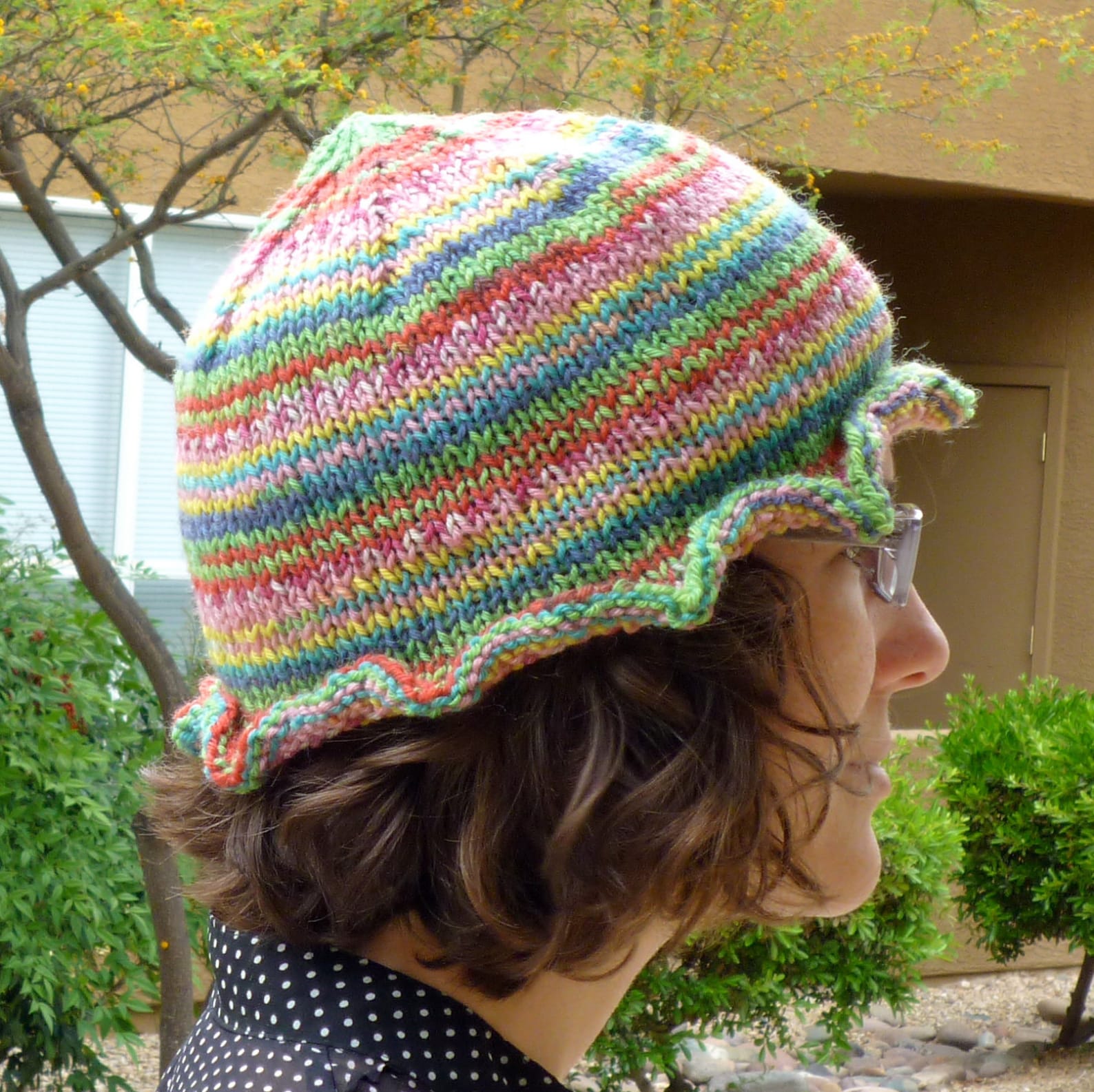 Colorful Ruffle Brim Knit Hat for Women (pink, Blue, Green, Yellow, Red ...