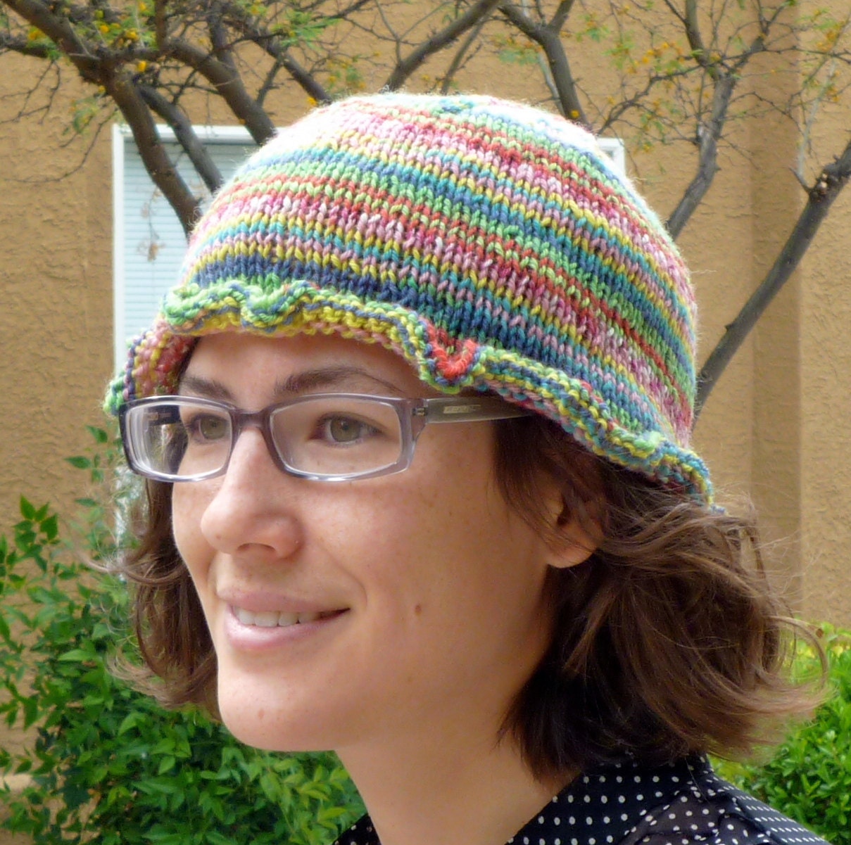 Colorful Ruffle Brim Knit Hat for Women (pink, Blue, Green, Yellow, Red ...