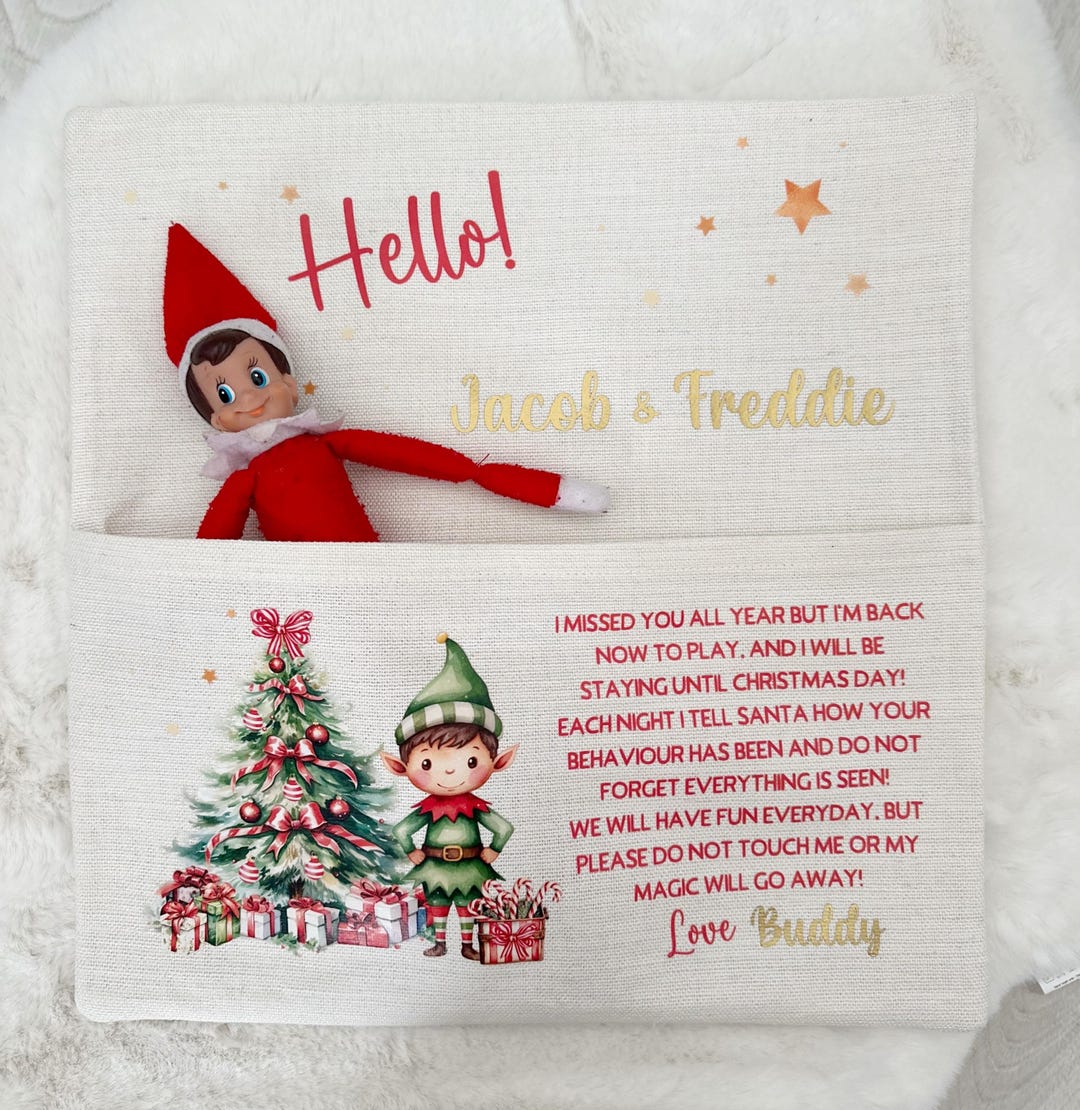Personalised Cheeky Elf Arrival Cushion, Pocket Elf Cushion, Naughty ...