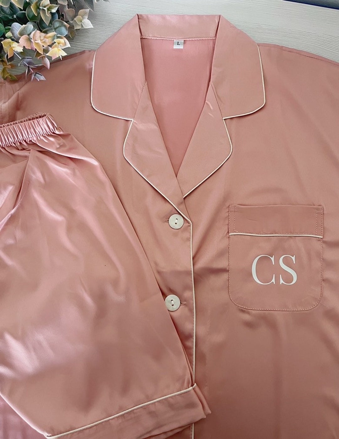 Dusky Rose Personalised Satin Short Pyjamas, Pink Hen Party Pyjamas ...