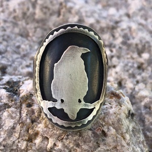 Raven Ring sterling silver Silver Raven Ring Bird ring | Etsy