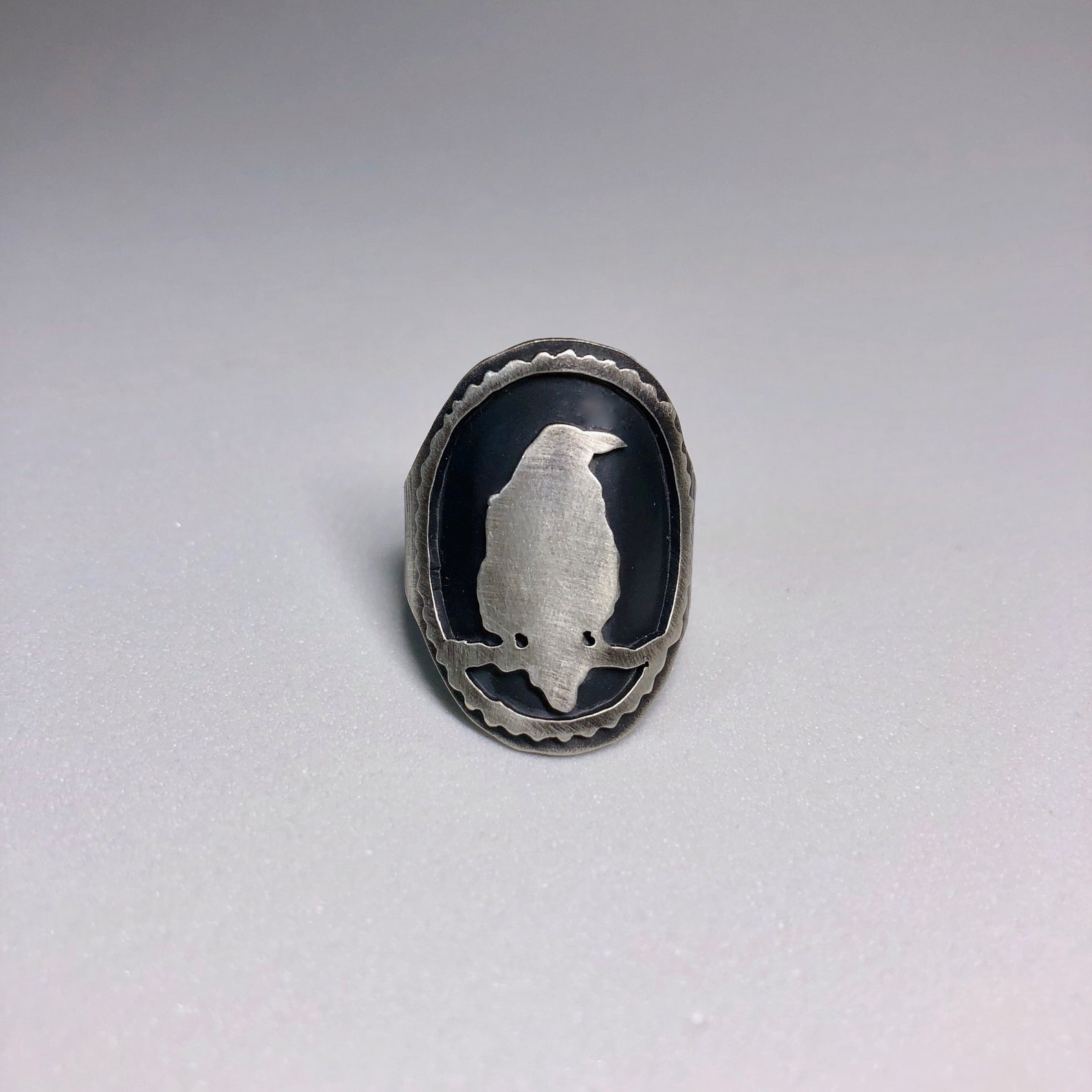 Raven Ring Sterling Silver Silver Raven Ring Bird Ring | Etsy