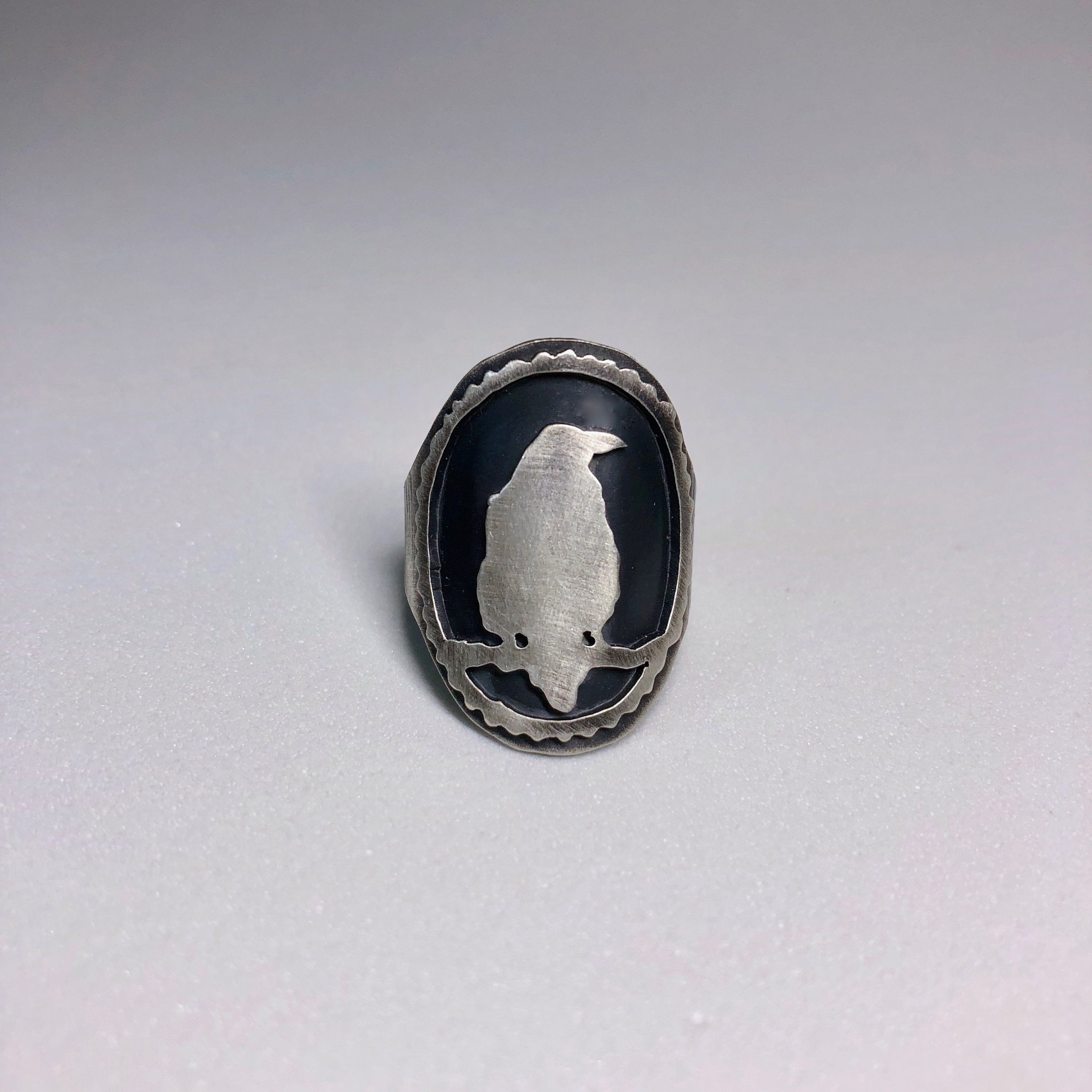 Raven Ring Sterling Silver Silver Raven Ring Bird Ring | Etsy