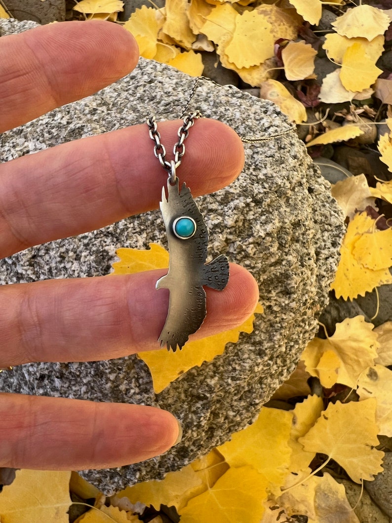 Hawk Necklace Sterling Silver With 4mm Turquoise Stone - Etsy