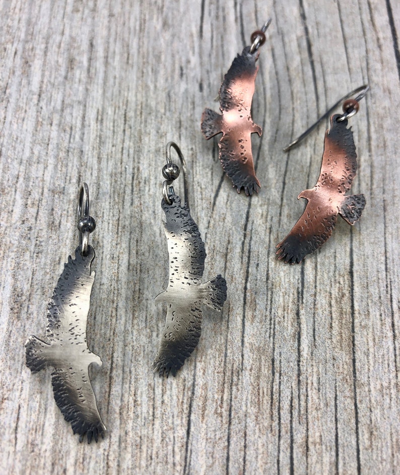 Hawk Earrings Small Sterling Silver Silver Hawk Earrings | Etsy