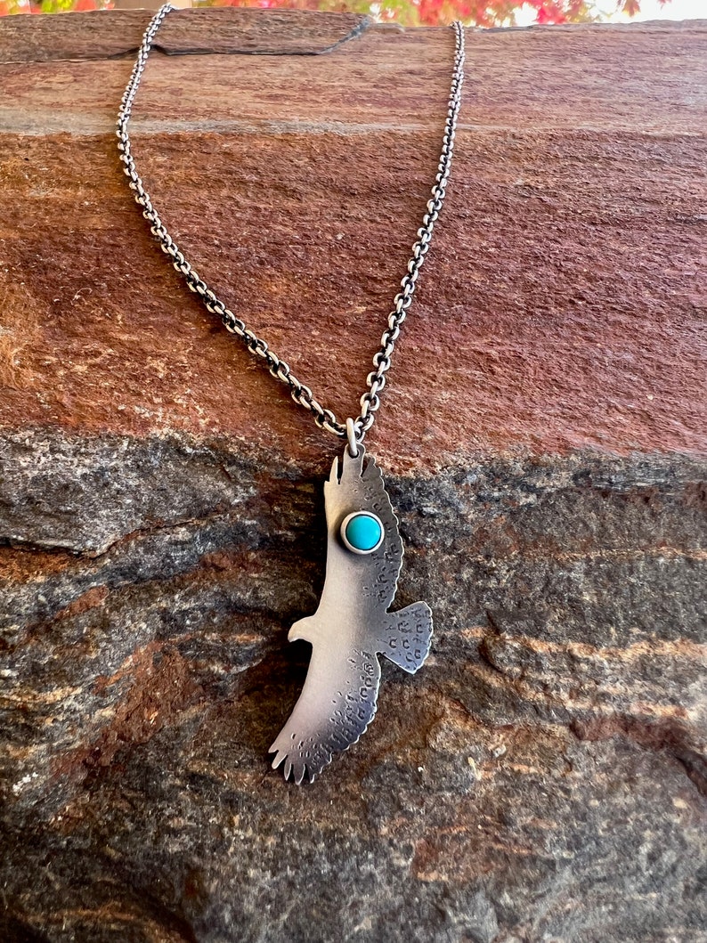 Hawk Necklace Sterling Silver With 4mm Turquoise Stone - Etsy