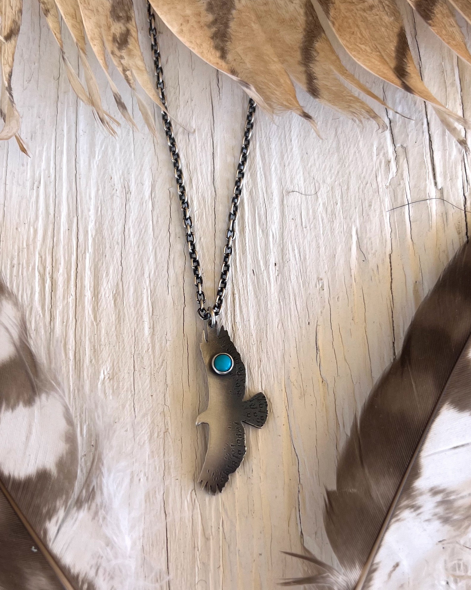Hawk Necklace Sterling Silver With 4mm Turquoise Stone - Etsy
