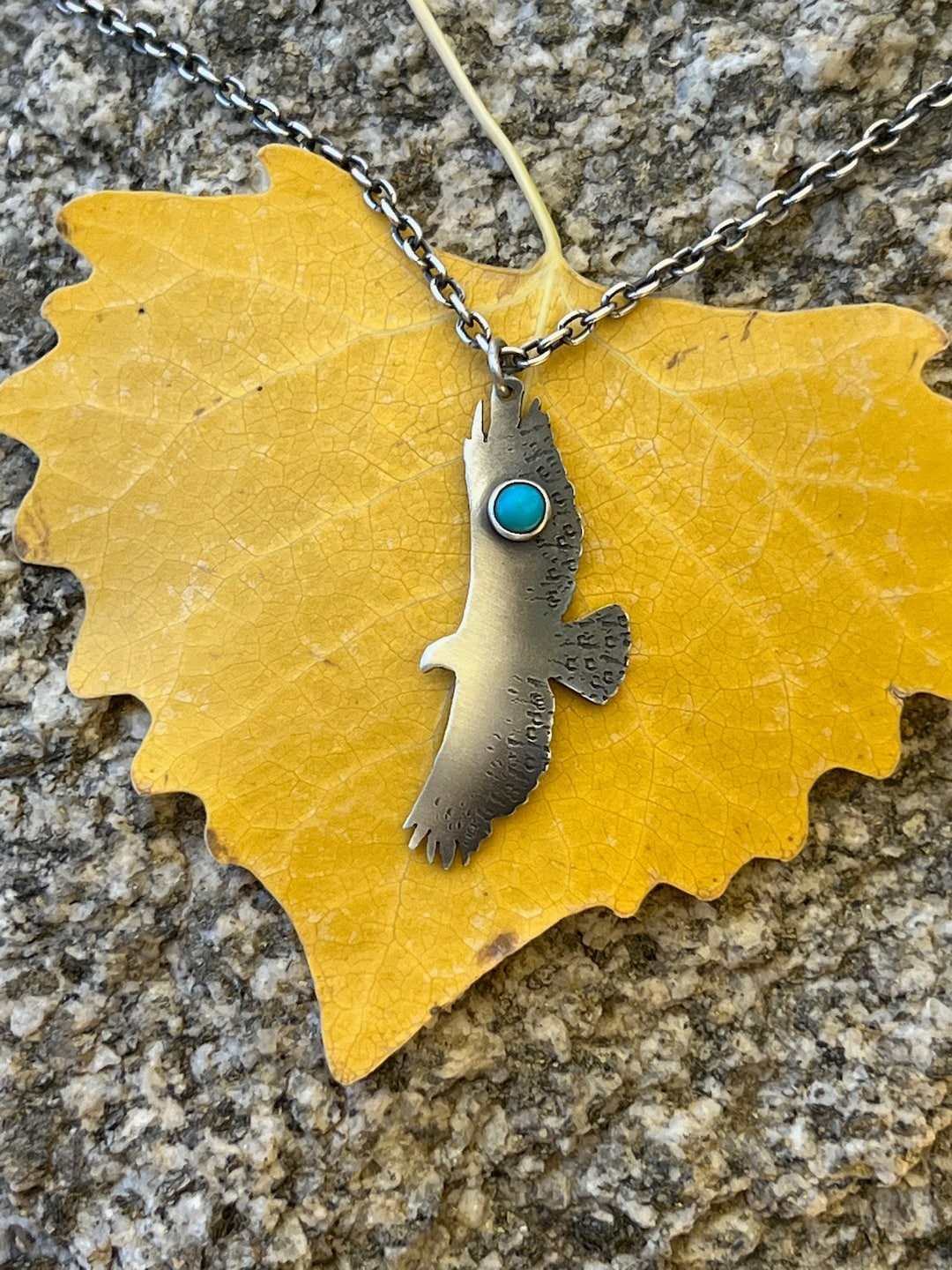 Hawk Necklace Sterling Silver With 4mm Turquoise Stone - Birthstone ...