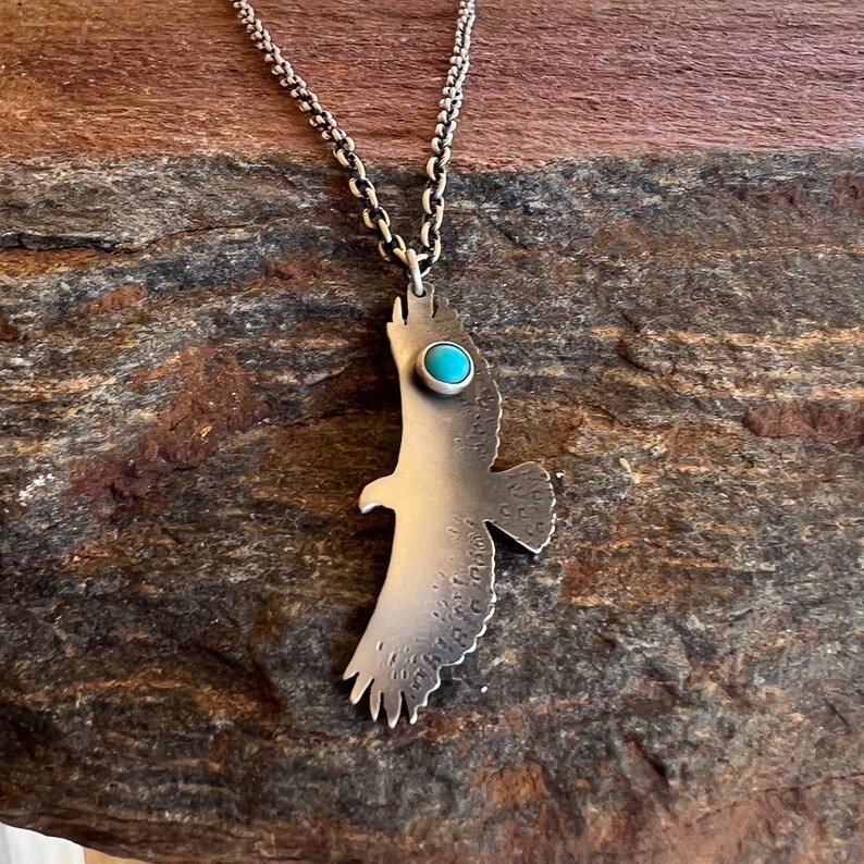 Hawk Necklace Sterling Silver With 4mm Turquoise Stone - Etsy