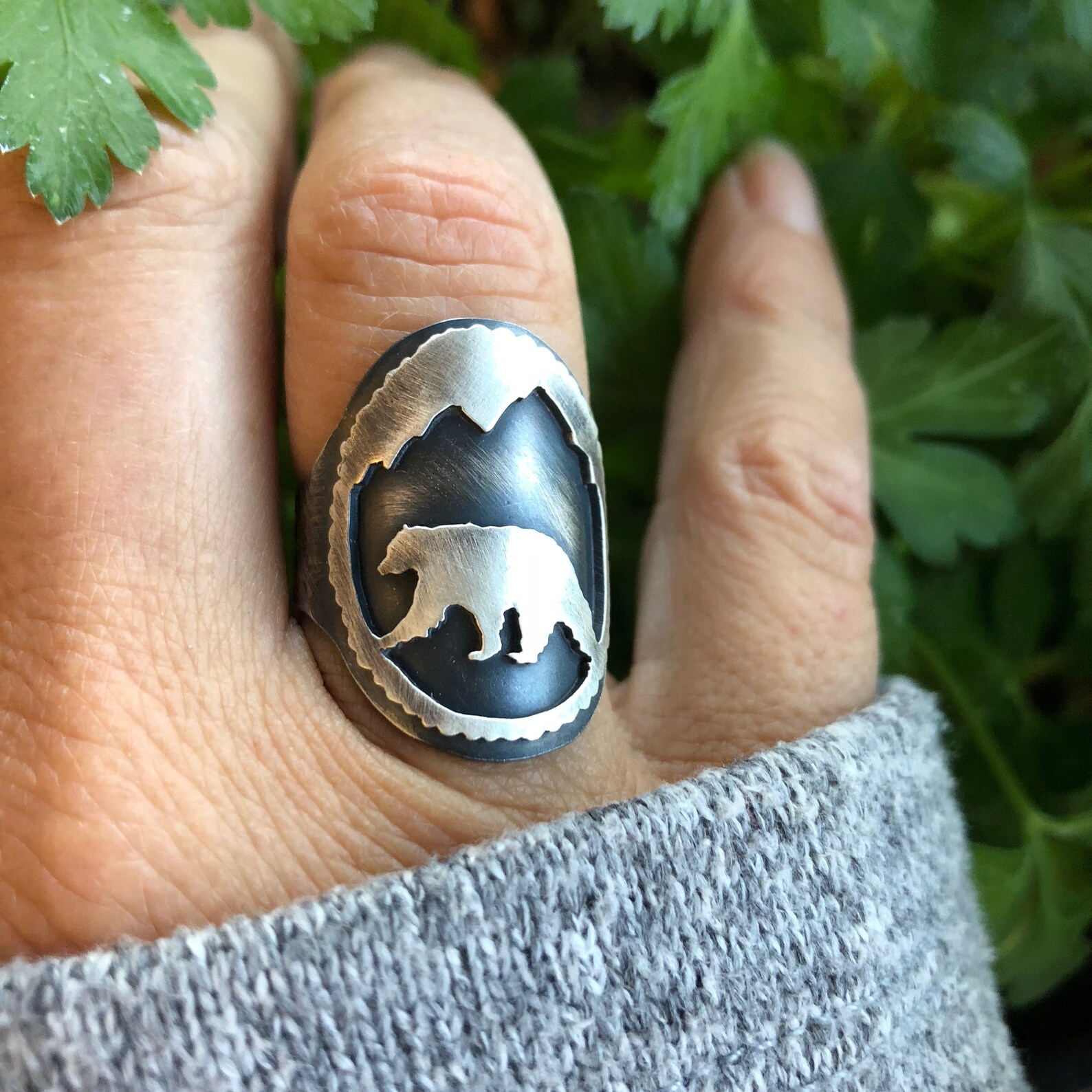 Bear Ring Sterling Silver Gift for Her Animal Ring - Etsy