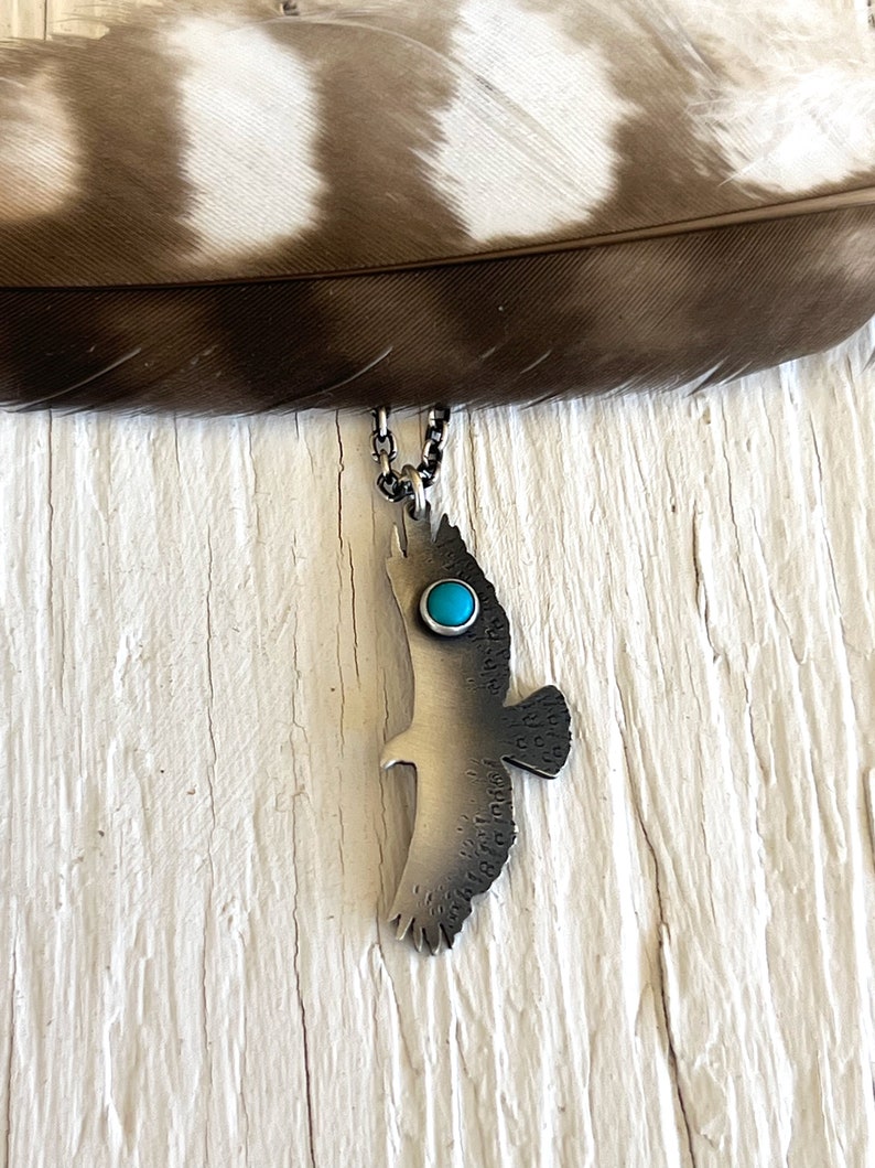 Hawk Necklace Sterling Silver With 4mm Turquoise Stone - Etsy