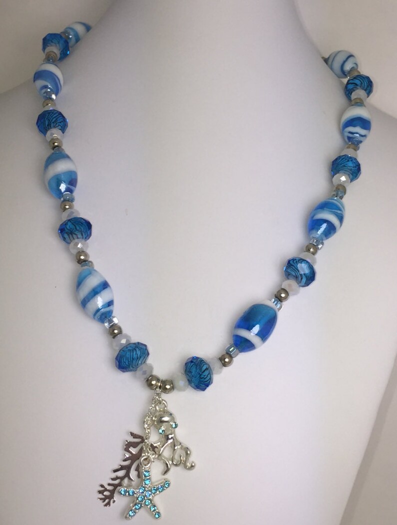 Ocean Waves Blue and White Jewelry Set With Cute Sea Creatures! - Etsy