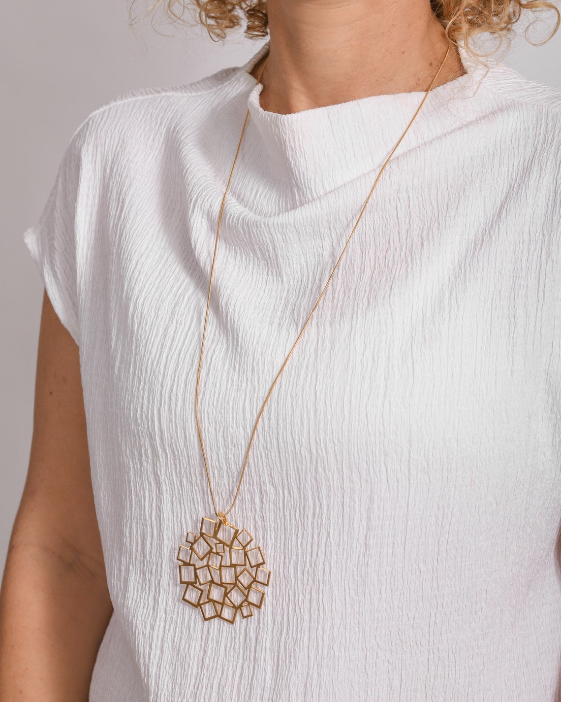 Large Pendant Necklace Statement Necklace Gold Gold Long - Etsy