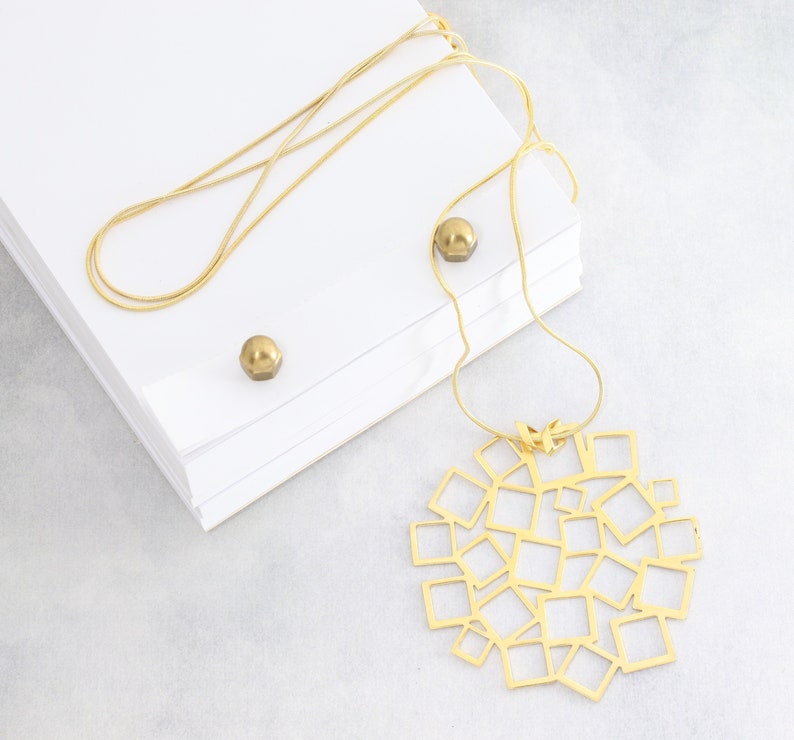 Large Pendant Necklace Statement Necklace Gold Gold Long - Etsy