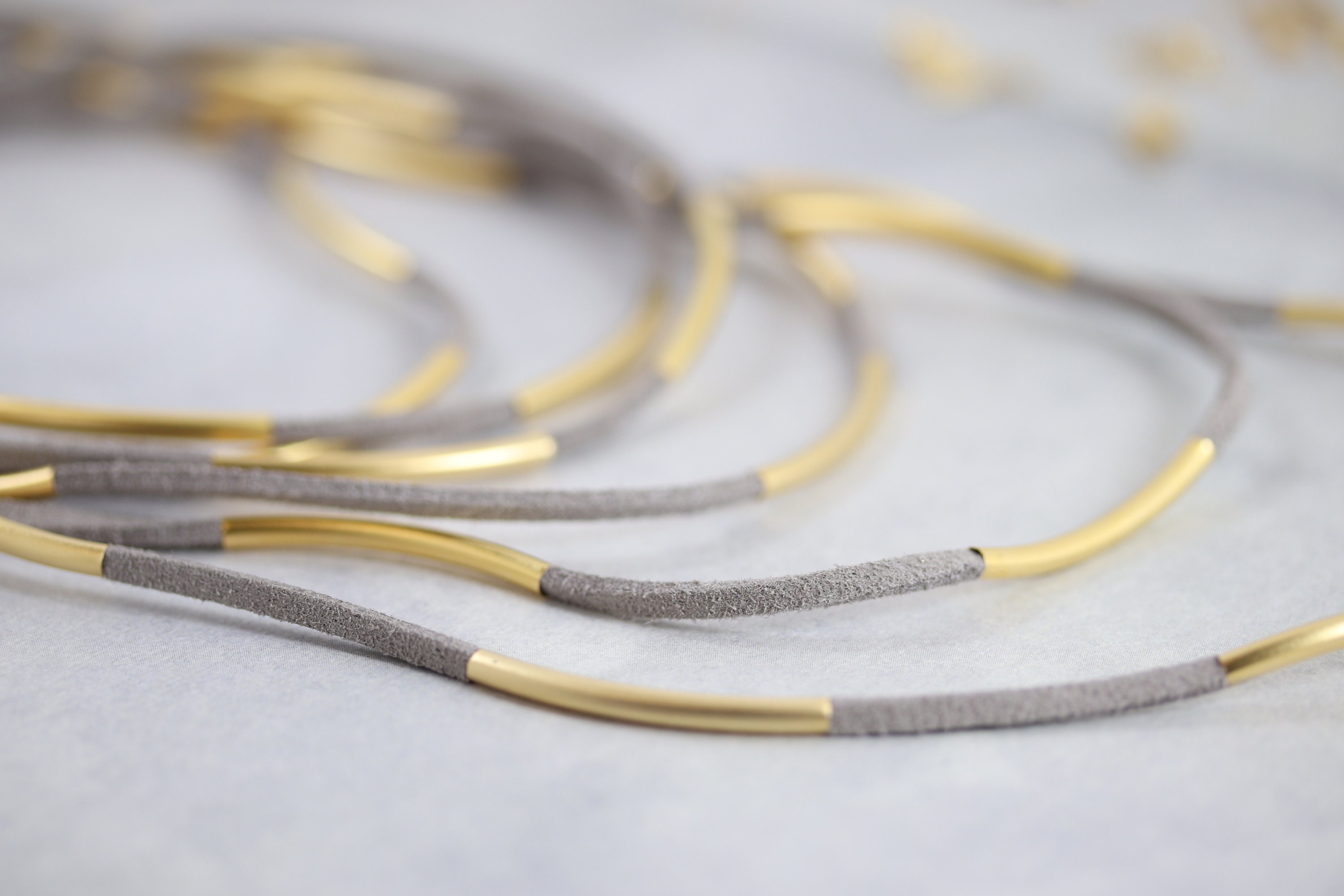 Multi Strand Necklace, Tube Necklace, Wrap Gold Necklace, Long Necklace ...