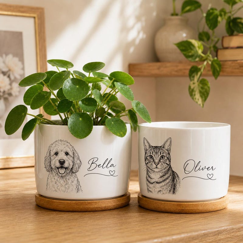 Ceramic Cat Plant Pot - Etsy UK