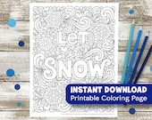 Let It Snow COLORING PAGE Adult Coloring Instant Download - Etsy