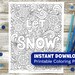 Let It Snow COLORING PAGE Adult Coloring Instant Download Printable ...