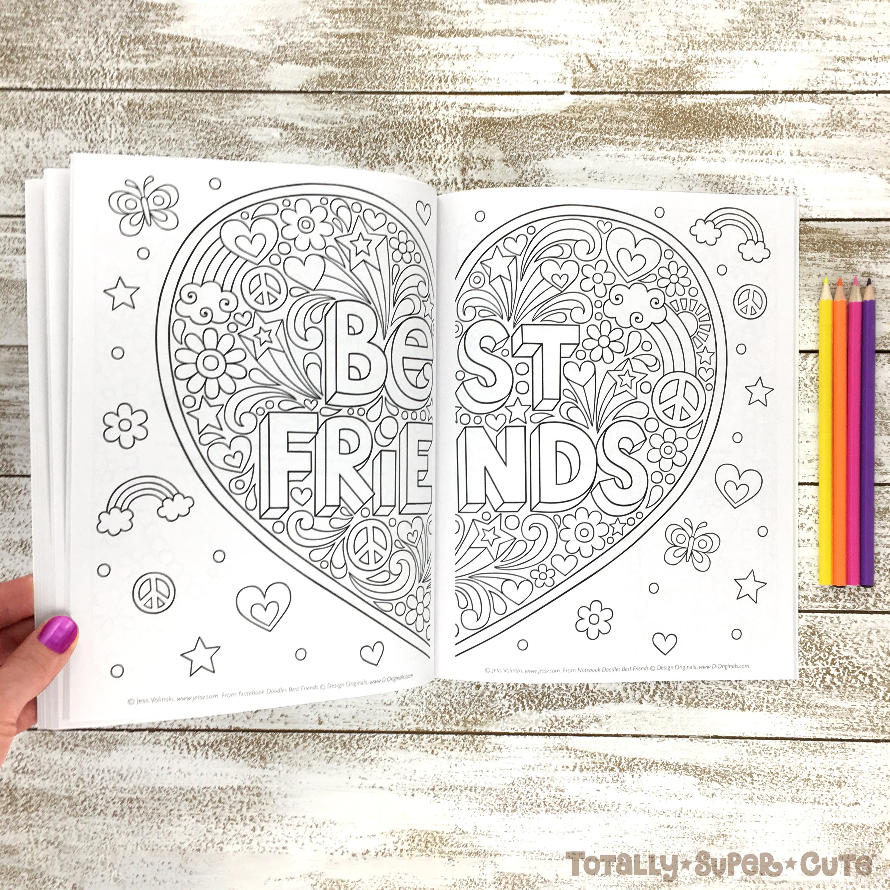 BEST FRIENDS Coloring Book Notebook Doodles by Jess Volinski | Etsy
