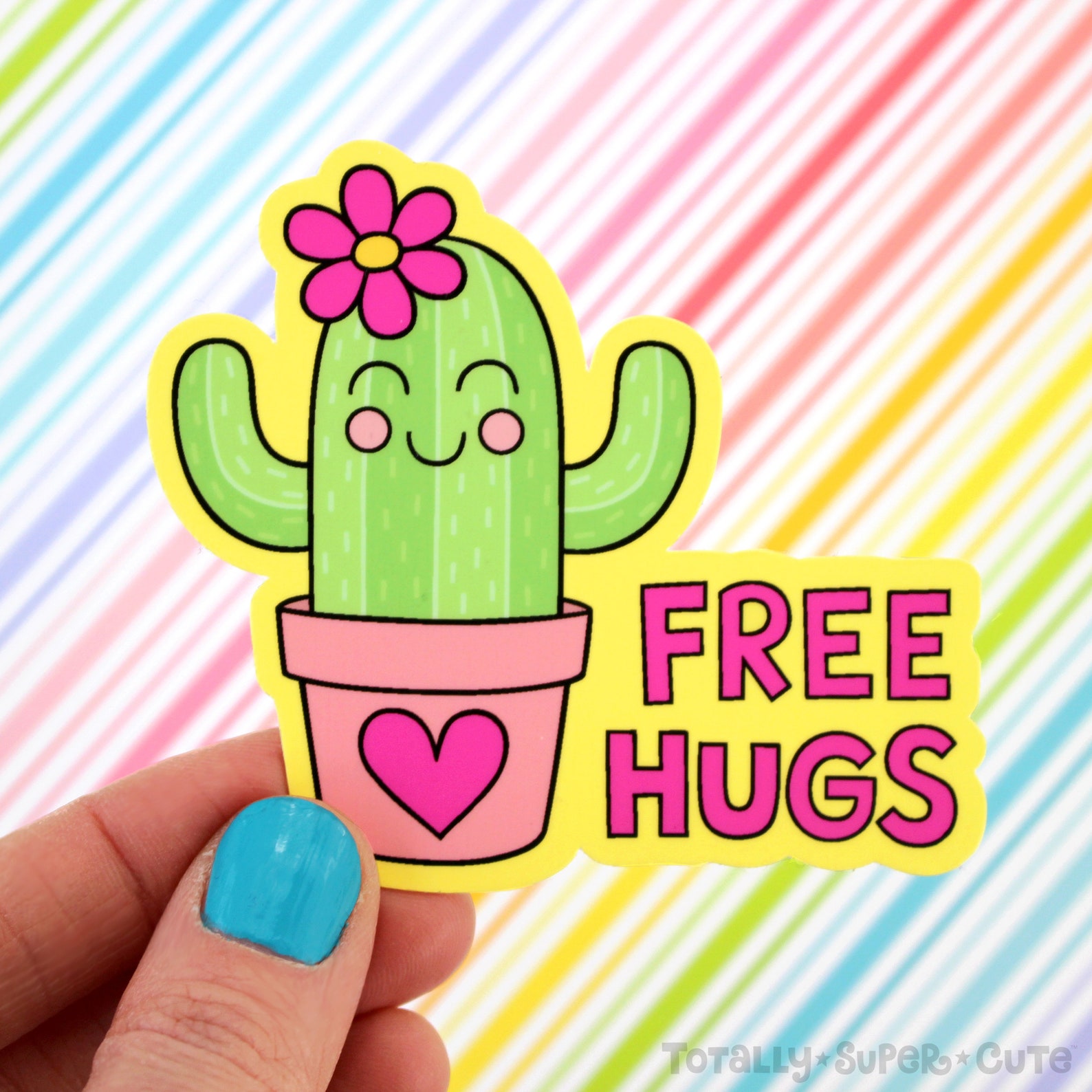 FREE HUGS CACTUS Vinyl Decal Sticker Adorable Laptop Decal | Etsy