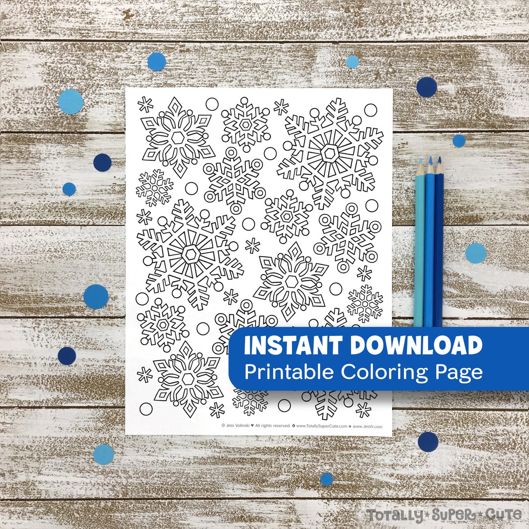 Snowflakes COLORING PAGE Adult Coloring Instant Download Printable ...