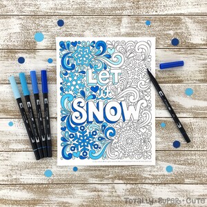 Let It Snow COLORING PAGE Adult Coloring Instant Download Printable ...