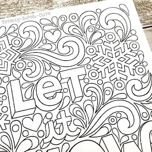 Let It Snow COLORING PAGE Adult Coloring Instant Download Printable ...
