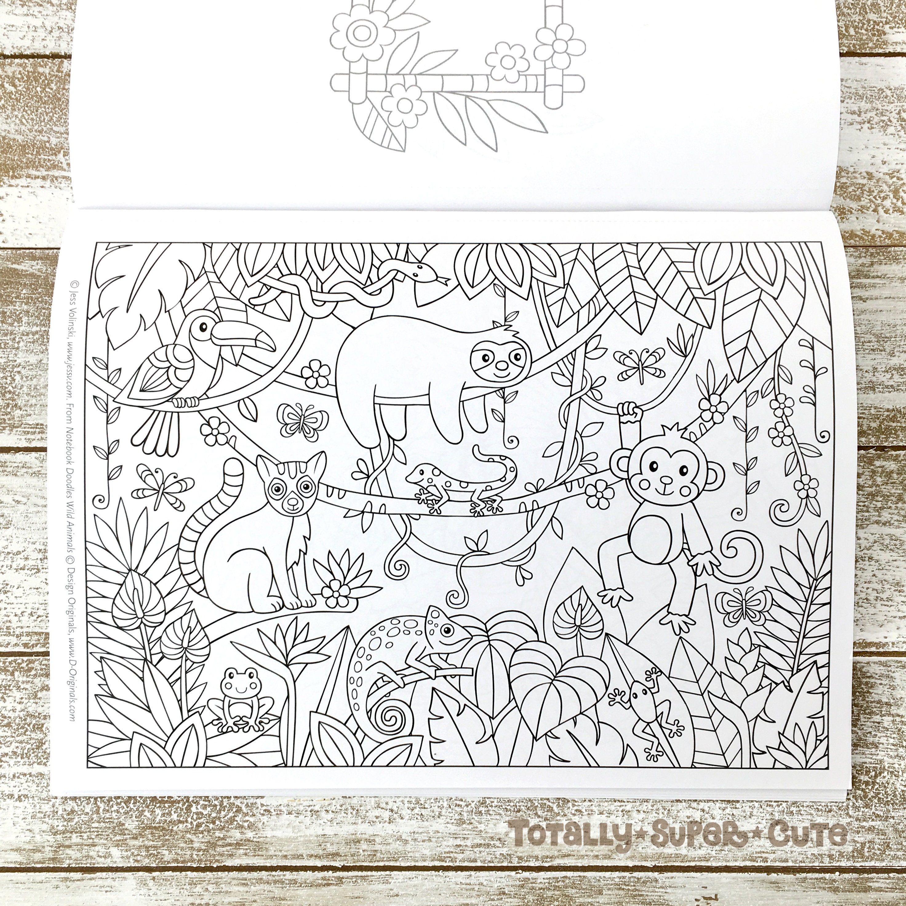 WILD ANIMALS Coloring Activity Book Notebook Doodles by Jess | Etsy