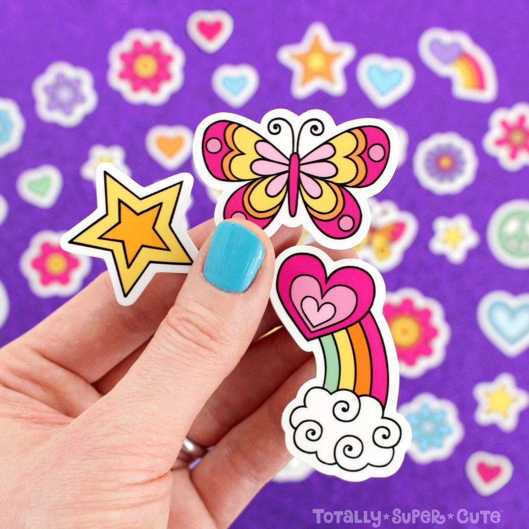 40 MINI STICKERS Vinyl Decal Sticker Set Butterfly, Rainbow, Stars ...
