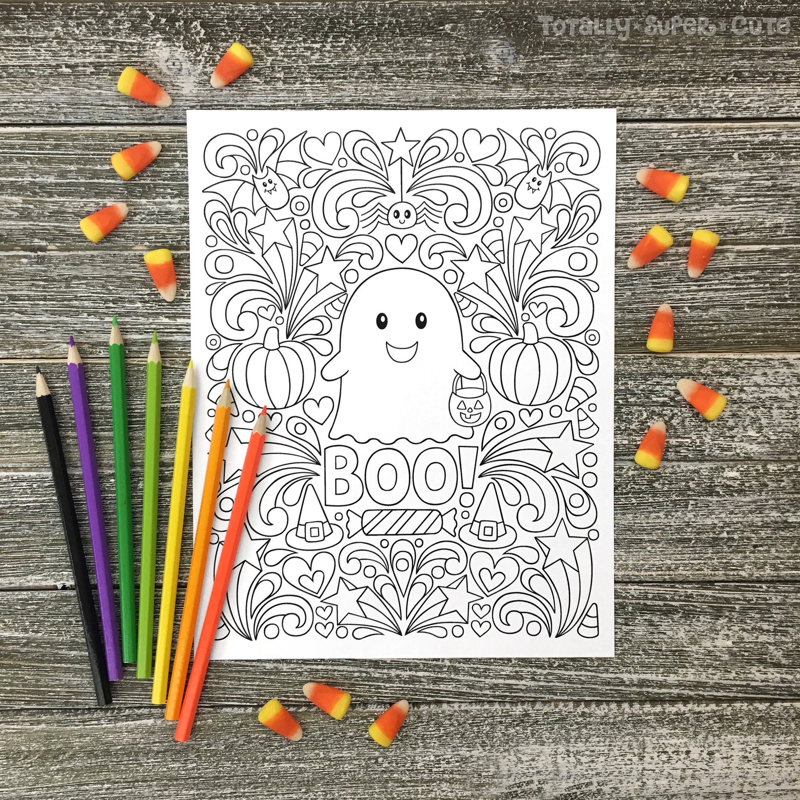INSTANT DOWNLOAD Adult Coloring Printable Page Boo Halloween | Etsy