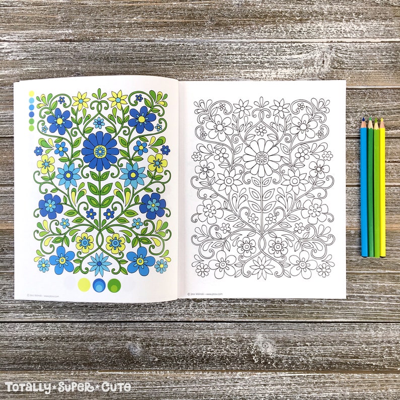 FLOWERS Coloring Book Notebook Doodles by Jess Volinski - Etsy
