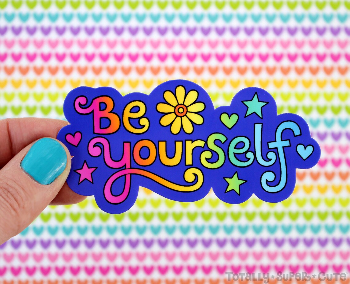 BE YOURSELF Rainbow Lettering Vinyl Decal Sticker Adorable - Etsy