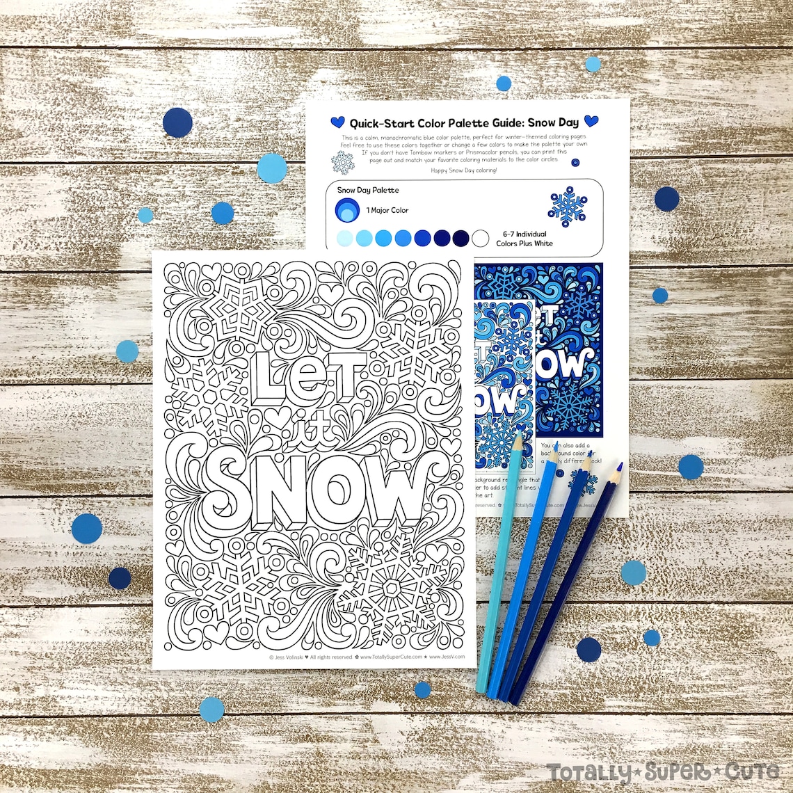 Let it Snow COLORING PAGE Adult Coloring Instant Download | Etsy
