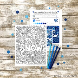 Let It Snow COLORING PAGE Adult Coloring Instant Download Printable ...