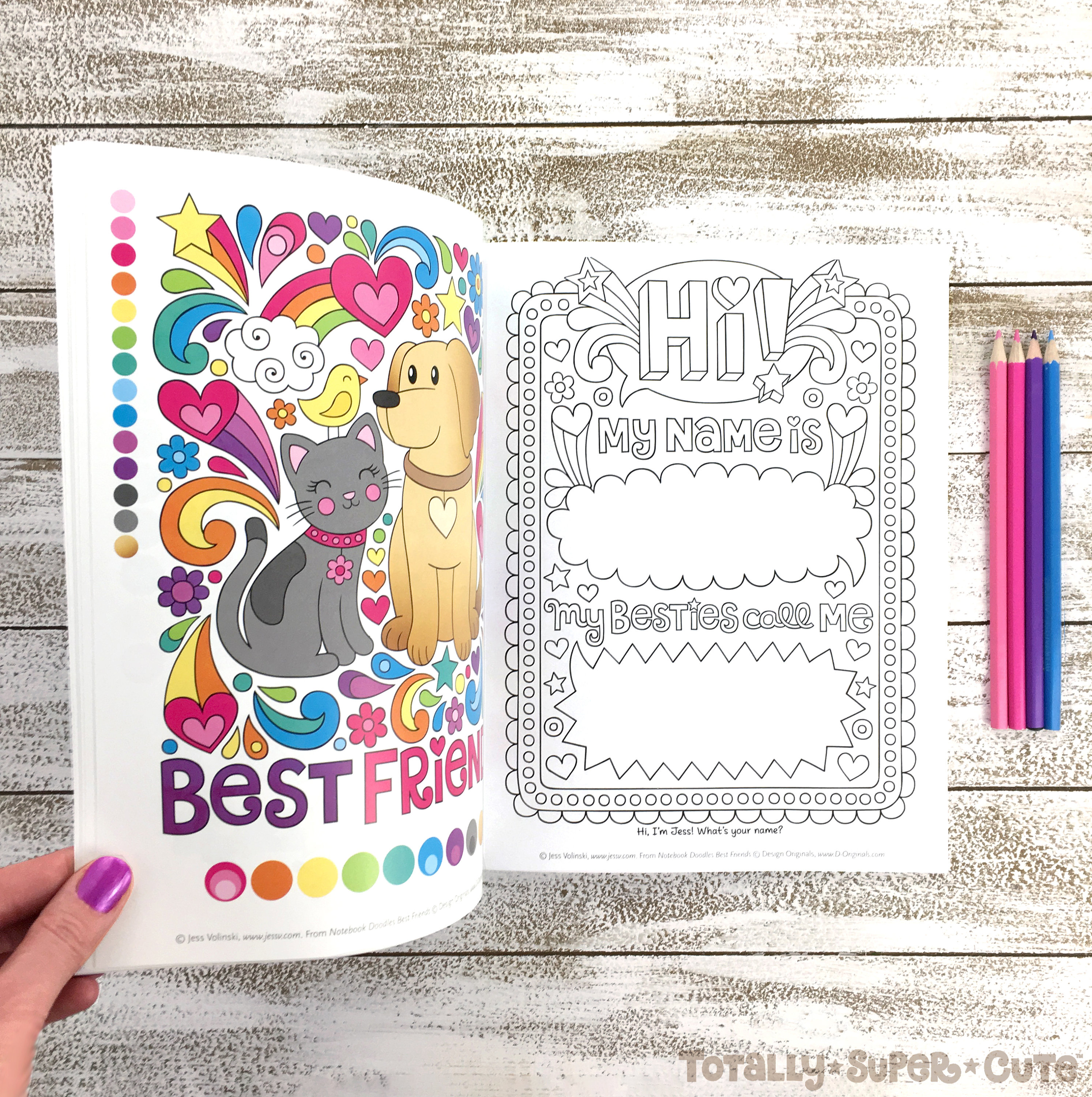 BEST FRIENDS Coloring Book Notebook Doodles by Jess Volinski | Etsy