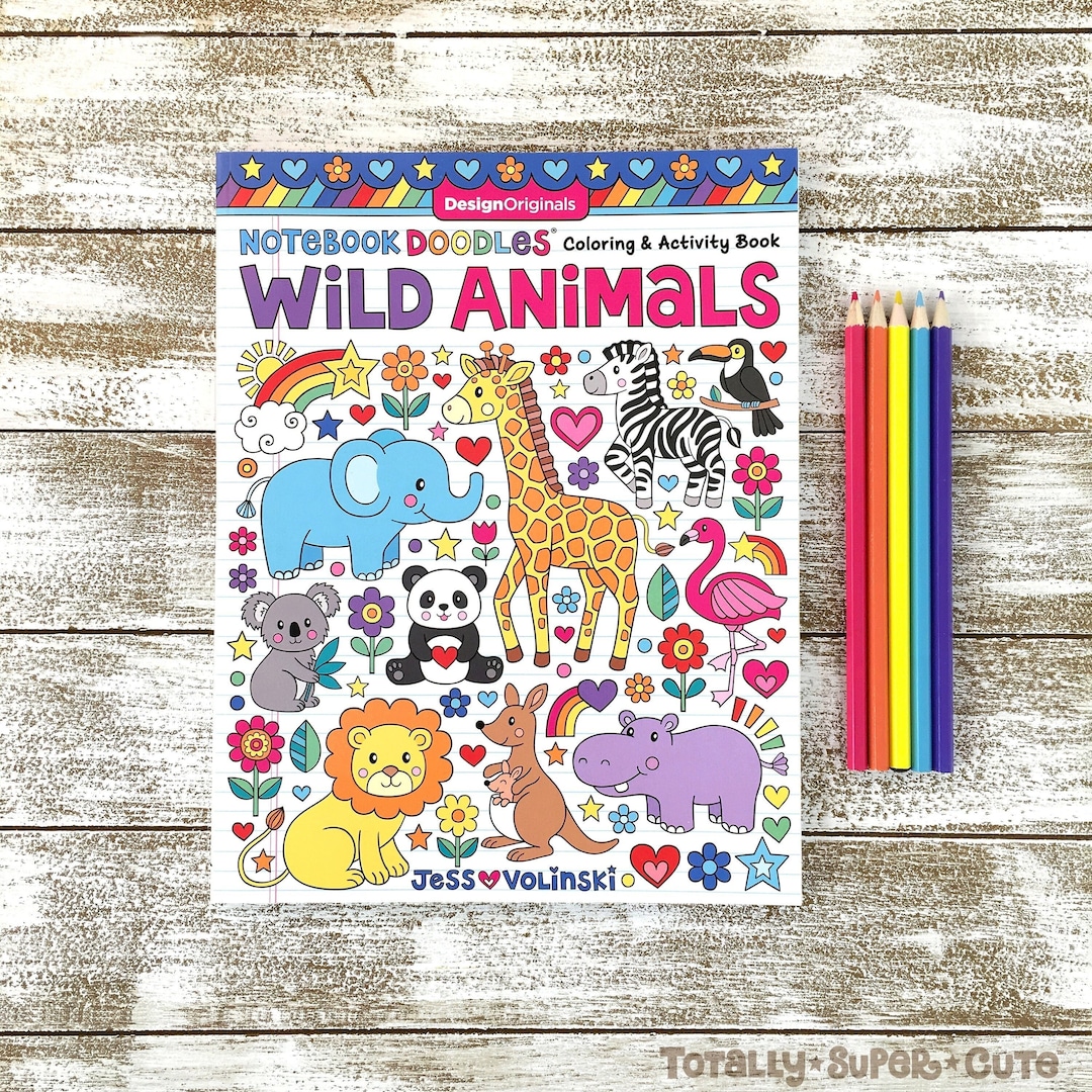 WILD ANIMALS Coloring Activity Book Notebook Doodles by Jess Volinski ...