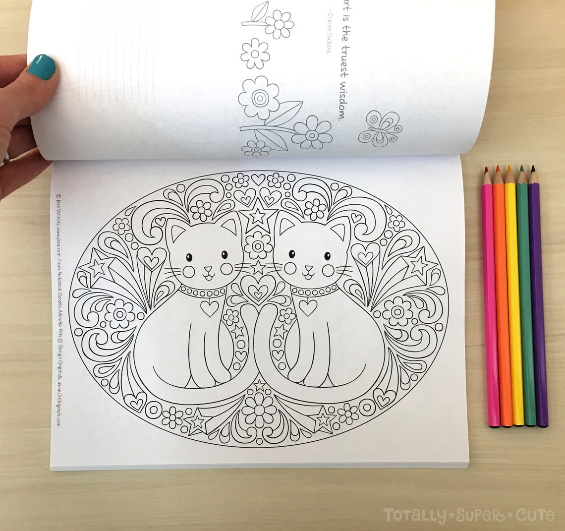 ADORABLE PETS Coloring Book Notebook Doodles by Jess | Etsy