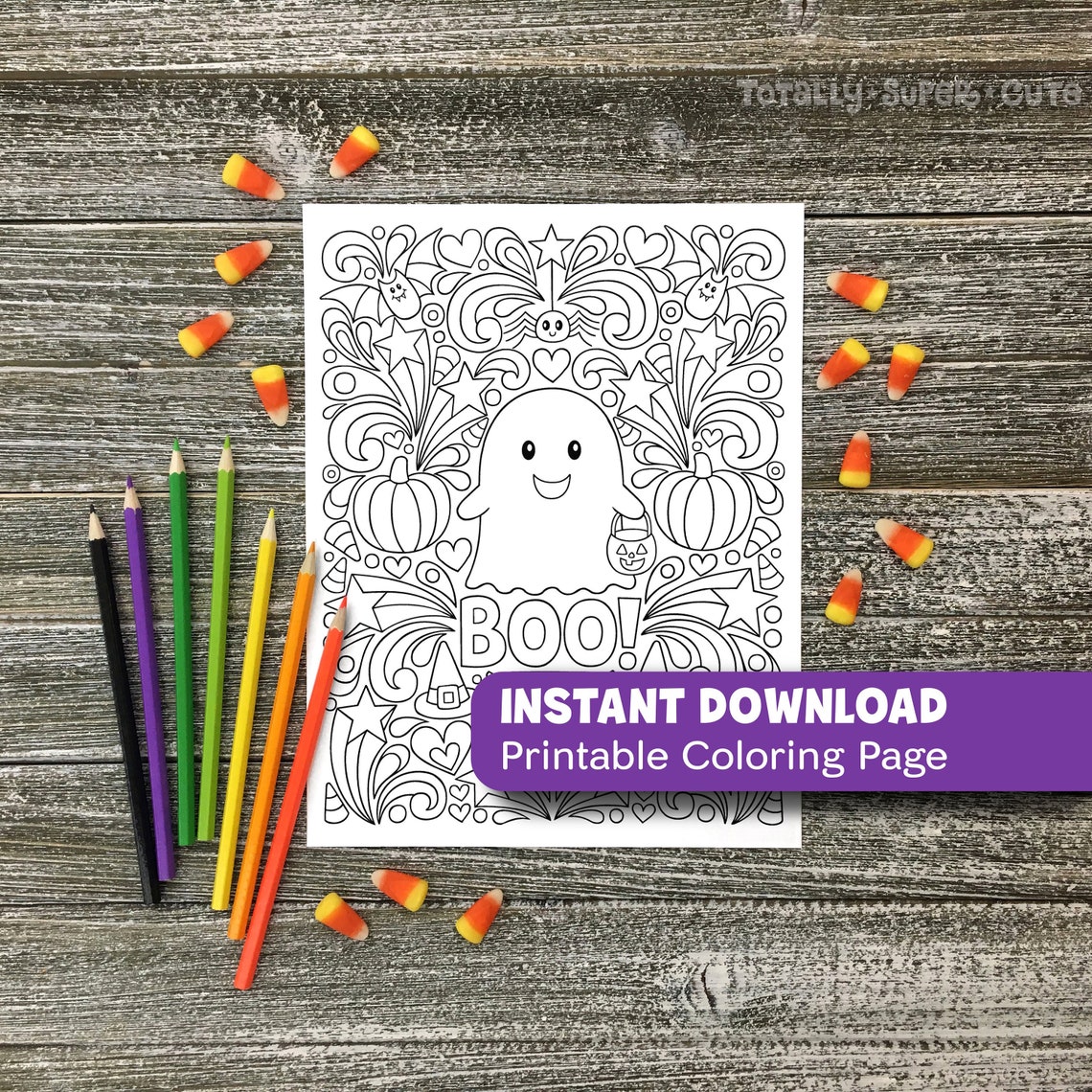 INSTANT DOWNLOAD Adult Coloring Printable Page Boo Halloween | Etsy