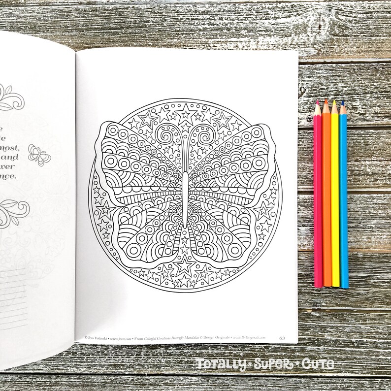 BUTTERFLY MANDALAS Adult Coloring Book Colorful Creations by | Etsy