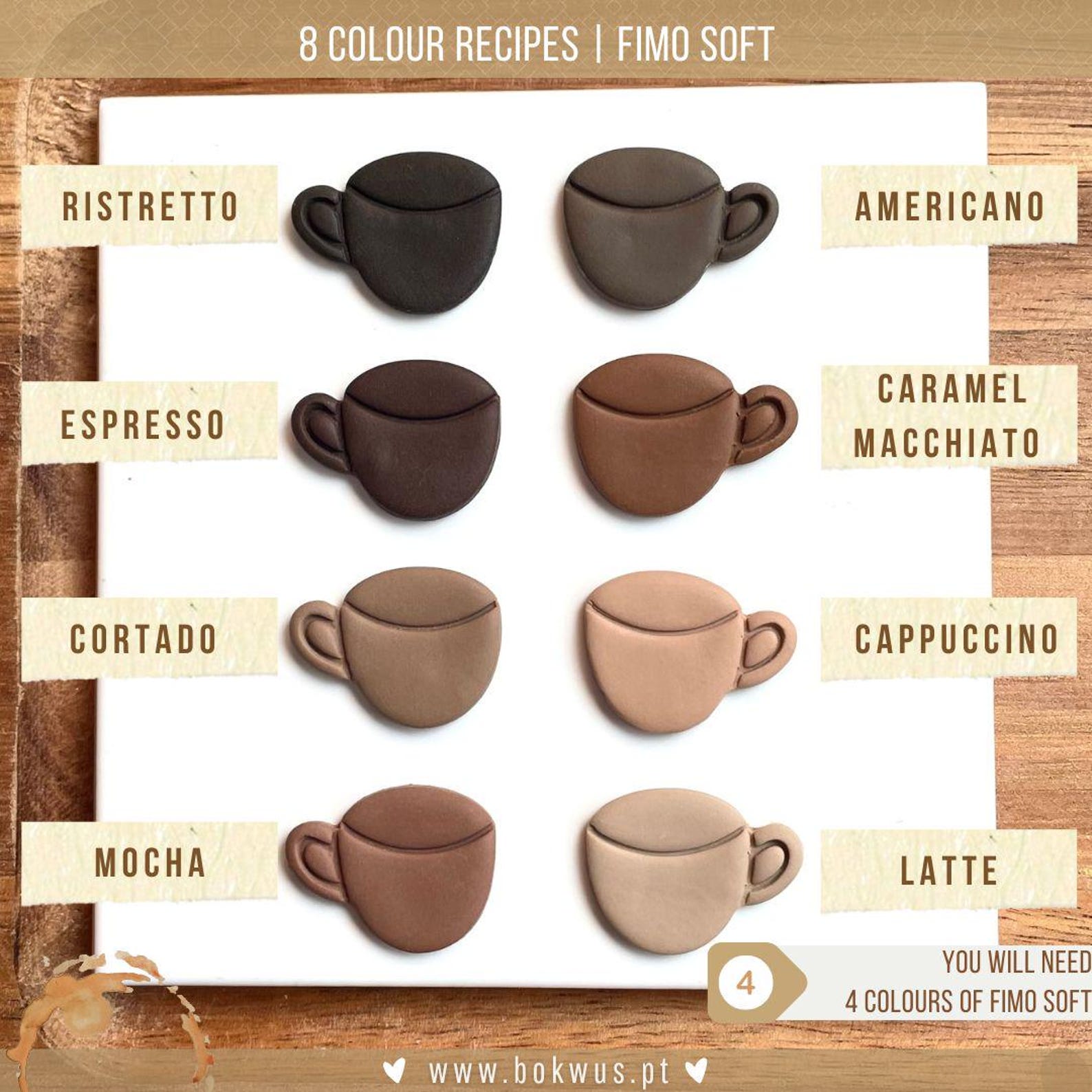 Color Mixing Guide With FIMO Soft - Barista Colour Palette - Latte ...