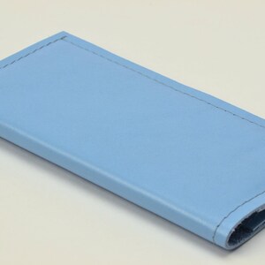 Sky Blue Leather Basic Checkbook Cover, Handmade Blue Check Book Cover ...