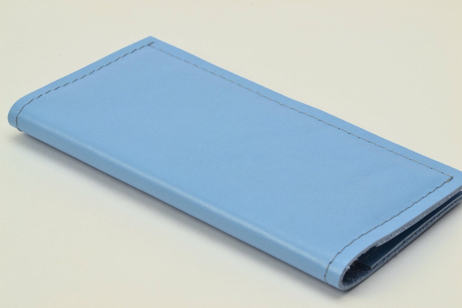 Sky Blue Leather Basic Checkbook Cover, Handmade Blue Check Book Cover ...