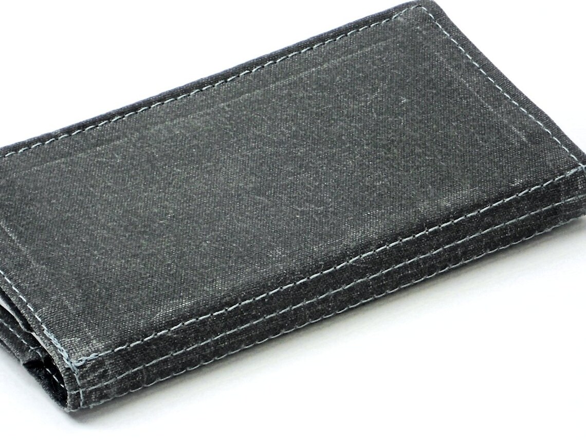 Classic Checkbook Cover, Handmade Grey Waxed Canvas Checkbook, Unisex ...