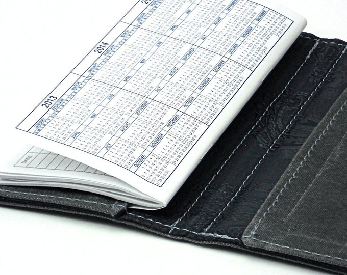 Classic Checkbook Cover, Handmade Grey Waxed Canvas Checkbook, Unisex ...