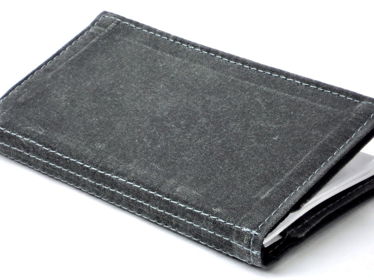 Classic Checkbook Cover, Handmade Grey Waxed Canvas Checkbook, Unisex ...