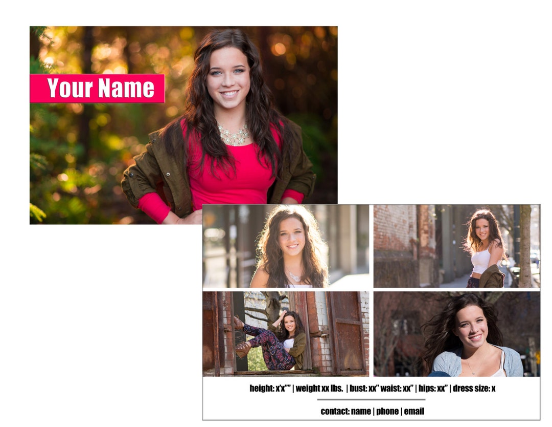 Custom Designed Comp Card Model Card Headshot Card you Provide Photos ...