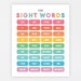 Sight Words Set 1 Education Printable Reading Spelling Aid | Etsy