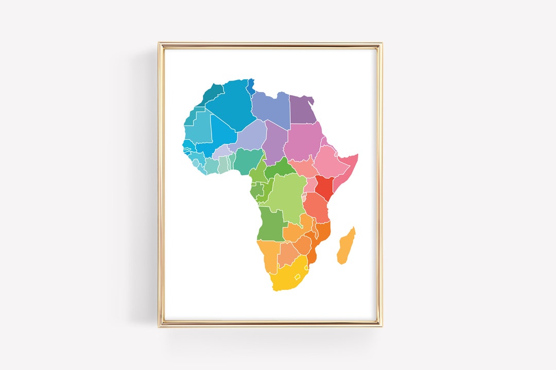 Africa Map Education Printable · Africa Colorful Homeschool Learning ...