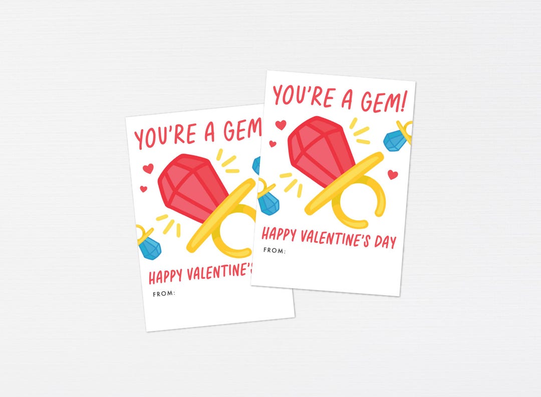 Ring Pop Kids Valentine Tags · Printable Classroom Happy Valentine's ...