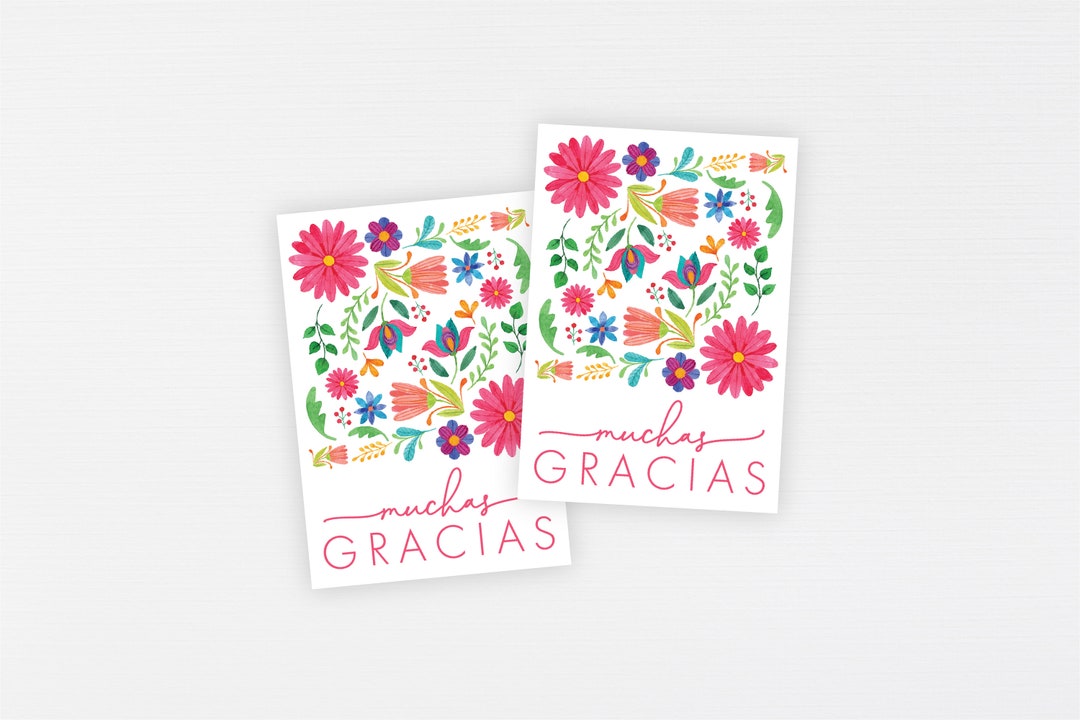 Gracias Fiesta Favor Tags Mexican Floral Thank You Muchas Gracias ...